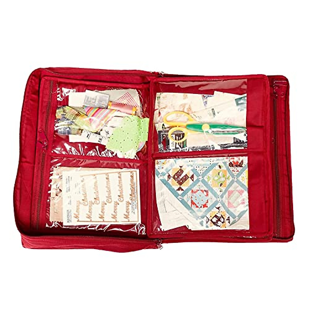 Yazzii Crafter's Companion Organizer Bag with 16 Pockets - Arts & Crafts Storage Tote Organizer - Multipurpose Storage Organizer for Crafts, Sewing & Quilting Notions, & Art Supplies Red