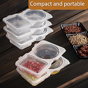 TAOceeXI 40PCS Double Compartment Condiment Container, 2 Compartment Snack Containers for Condiments or Dips, Double Condiment Containers with Lids, Double Compartment Snack Containers