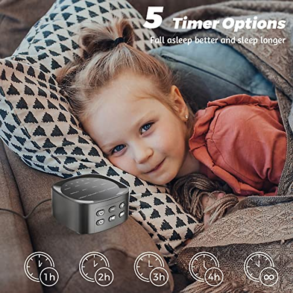 Sleepbox Sleep White Noise Sound Machines with 25 Soothing Sounds 36 Volume Levels 5 Timers Visible Sound Catalog Portable Memory Function for Home Office and Travel