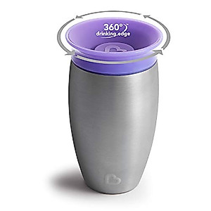 Munchkin® Miracle® Stainless Steel 360 Toddler Sippy Cup, 10 Ounce, Purple