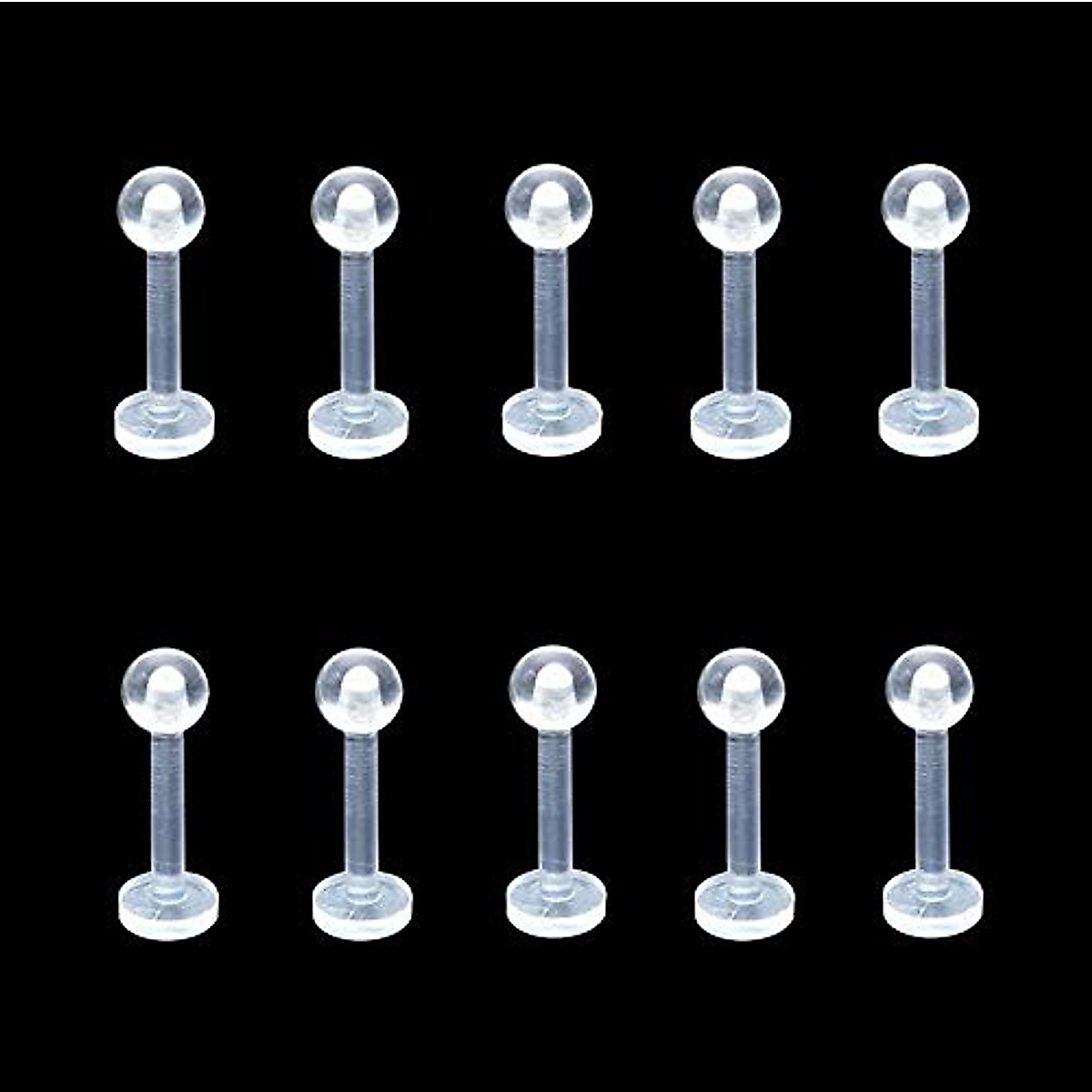 Happyupcity Cartilage Earring 30Pcs Clear Silica Gel and Acrylic Retainer Lip Rings Nose Studs Ear Helix Earring Clear Flat Top Retainer
