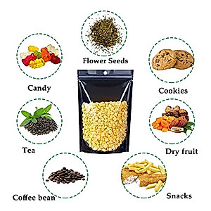 200PCS Black Mylar Bags For Food Storage Stand Up Packaging Bags For Small Business Resealable Sample bags 2 Sizes Foil Small Ziplock Bags with window
