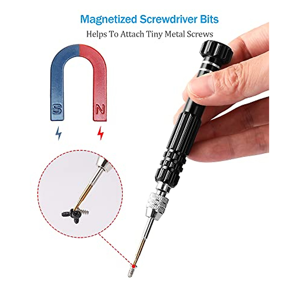 Eyeglass Repair Kit with Screws and Nose Pads, Pocket Size Optical Screwdriver, Micro Glasses Tightening/Fixing Tools, 4 in 1 Magnetic Small Screw Driver for Eye Glasses, Laptop, Watches, Electronics