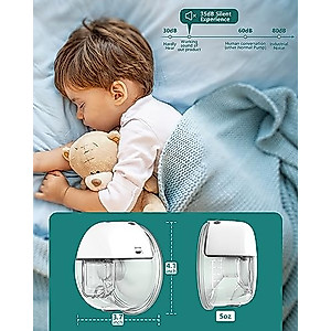 Wearable Breast Pump Hands Free, 4 Modes and 9 Levels, Pain Free and Super Quiet, Long Battery Life, Double Portable Electric Breast Pump with Memory Function, Easy Assemble/Disassemble