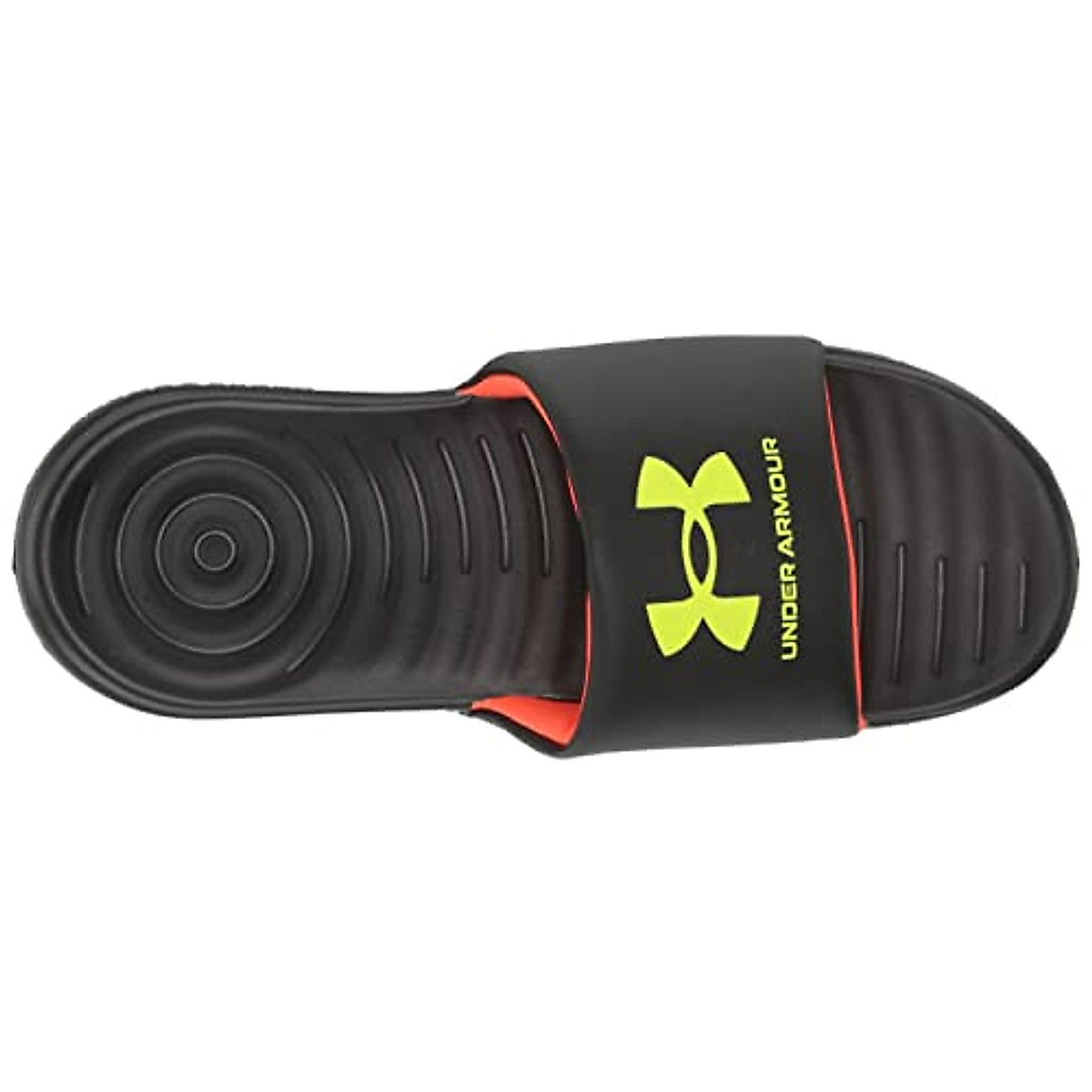 Under Armour Boy's Ansa Fixed Strap Slide Sandal, (007) Black/Black/Yellow Ray, 6 Big Kid