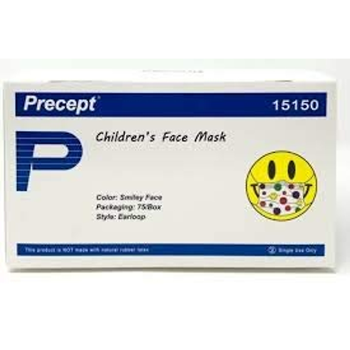 Precept 15150 Children's Face Mask EARLOOP, PFE Greater Than 99%, Child Sized, Happy Face Print BOX 75