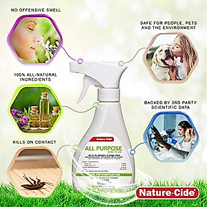 Nature-Cide All Purpose Insecticide. All Natural Roach Killer, Spider, Mosquito and Ant Spray to Keep Your Home Safe. Kills on Contact. No Strong Odor. 8 oz