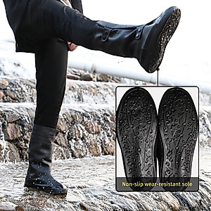 iCreek Waterproof Shoe Cover Galoshes Overshoes Men and Women Motorcycle Boot Rain Covers Easy Cleaning Heavy Duty Over Rubber Work Rubber Overshoe, Black，XL