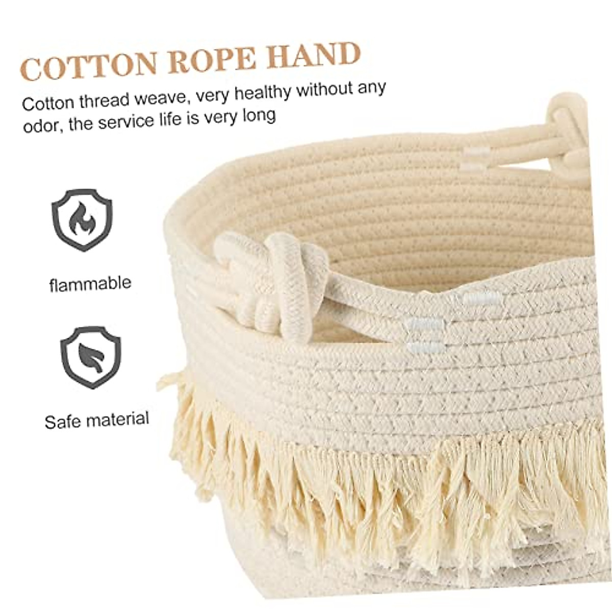Alipis Rope Storage Blue Woven Storage Baskets Storage Bins for Clothes Weave Basket Storage Basket for Nursery Woven Tassel Containers Bathroom Towels Baskets Sundries Holder Cotton Baby