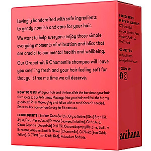 ANIHANA Shampoo Bar for Dry Damaged Safe For Color Treated Hair Moisturizing Hydrating Healthy Looking Hair Paraben Free Grapefruit and Chamomile 2.29 oz
