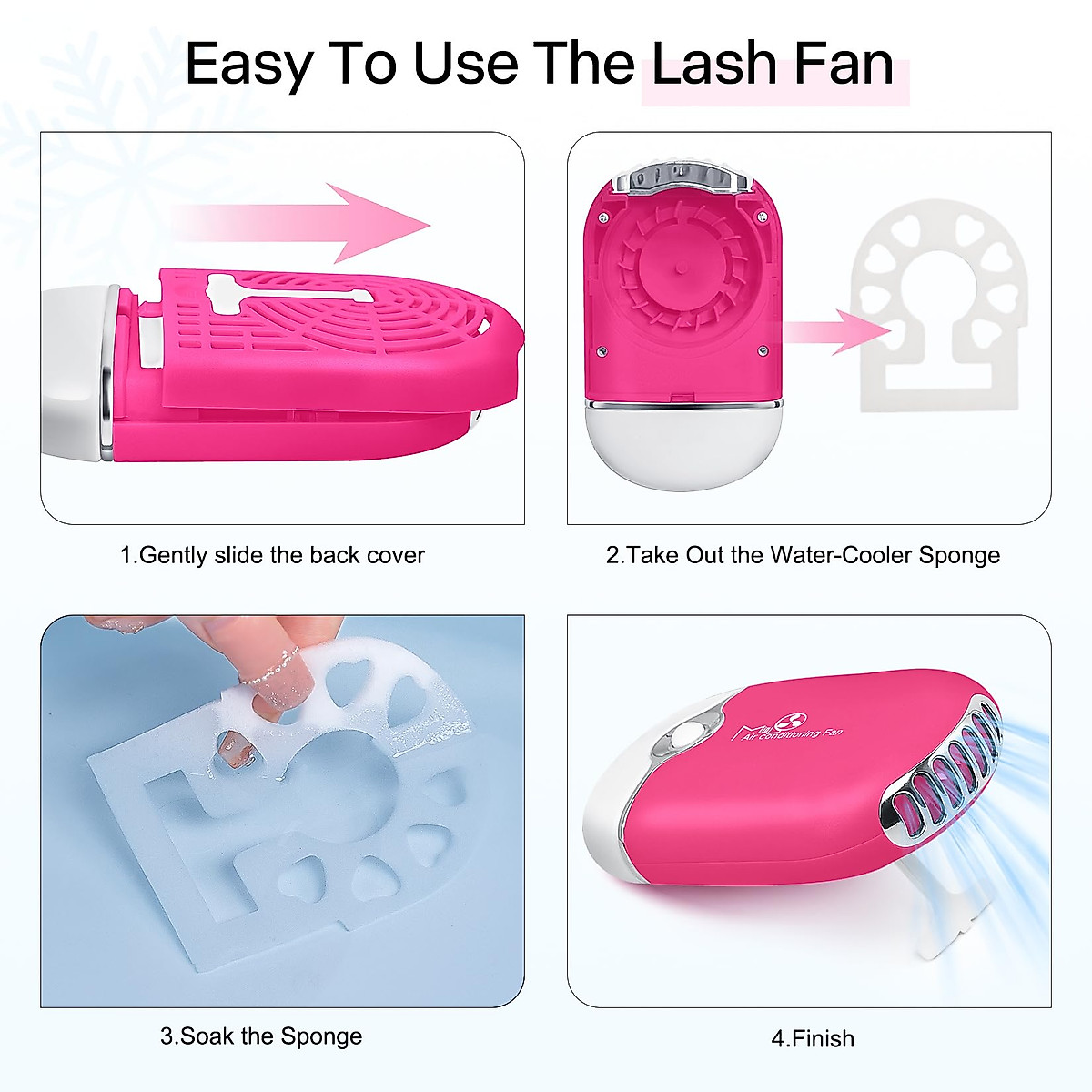 Geisofu Mini Portable Lash Fans USB Rechargeable Bladeless Lash Fan Dryer for Eyelash Extensions Practical Brushes Eyelash Fan for Lashes Blower Dryer Eyelash Fan for Lash Extensions
