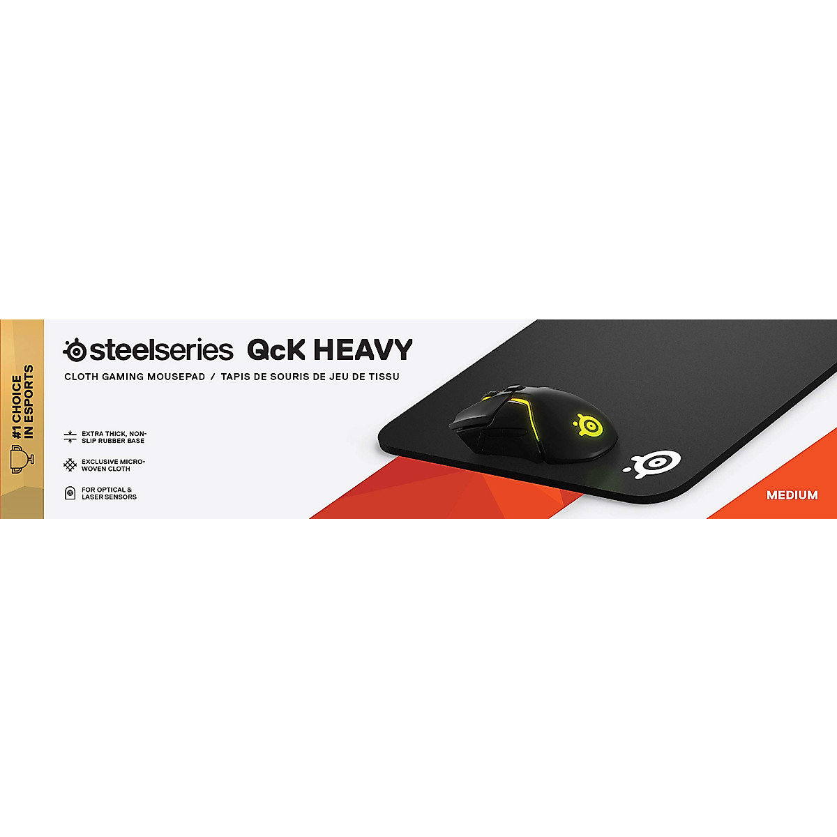SteelSeries QcK Heavy - Cloth Gaming Mouse Pad - extra thick non-slip rubber pad - exclusive microfiber surface - size M
