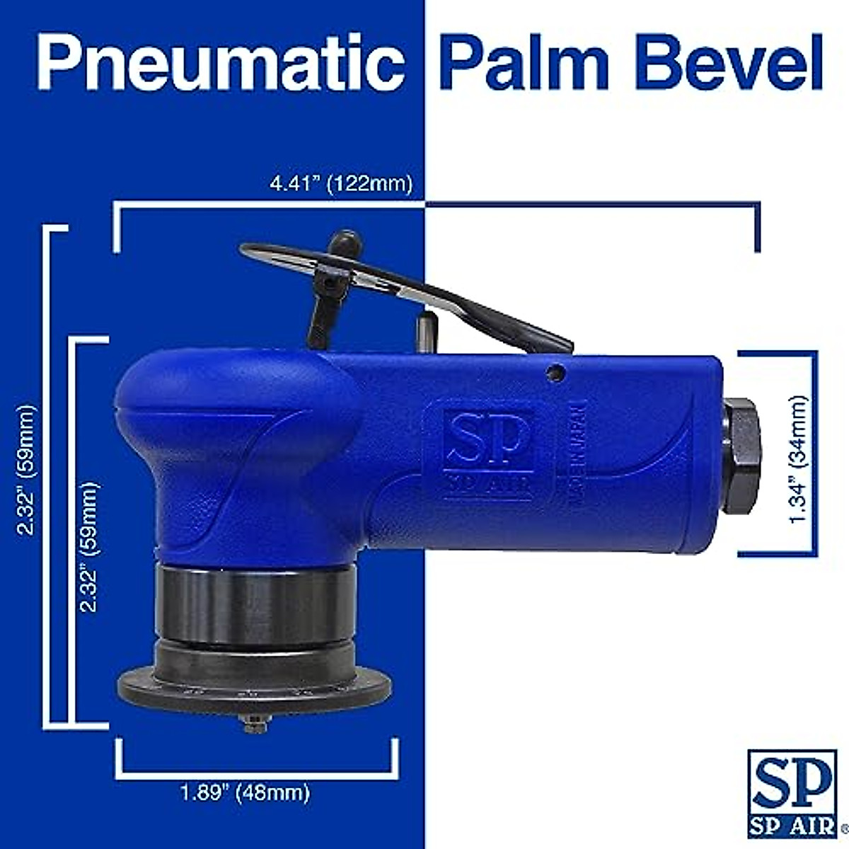 SP Air Mini Pneumatic Straight Chamfer Cut Portable Handheld Beveling Tool for 45-degree arc burr trimming, Inner Hole and Metal Edge Deburring| Blue, (SP-7252F-V2)