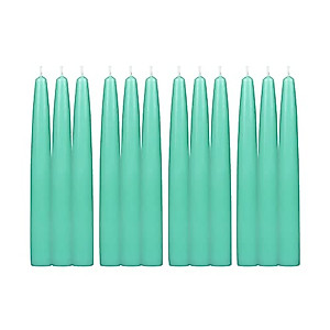 Zest Candle 12-Piece Taper Candles, 6-Inch, Aqua