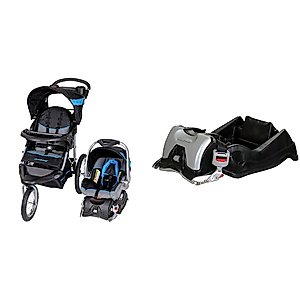 Baby Trend Expedition Jogger Travel System, Millennium Blue + Baby Trend EZ Flec Loc 32 Infant Car Seat Base, Black