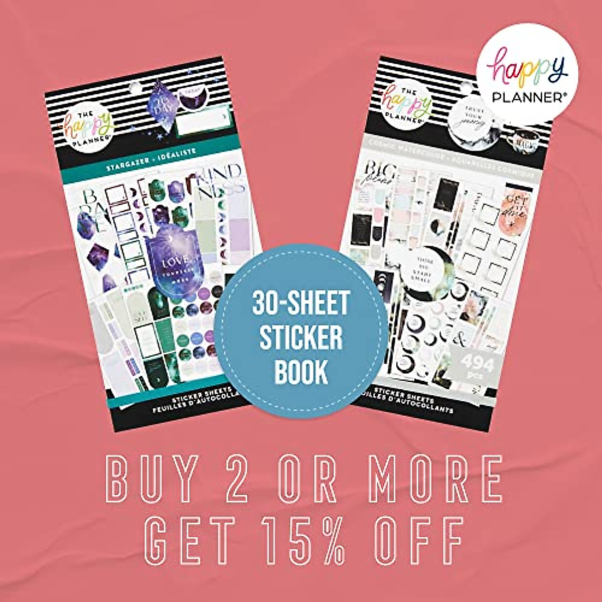 The Happy Planner Sticker Pack for Calendars, Journals and Projects –Multi-Color, Easy Peel – Scrapbook Accessories – Stargazer Theme – 30 Sheets, 567 Stickers Total