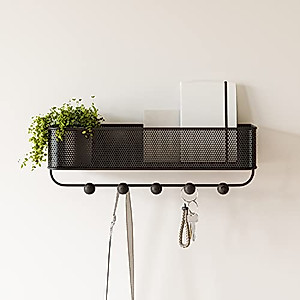 Umbra Estique Wall Organizer and Storage with Hooks, Black/Walnut