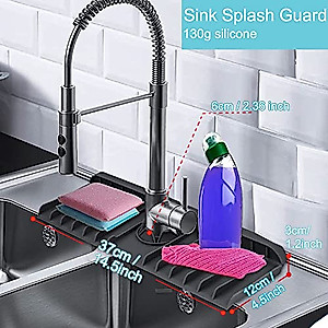 Actoridae Sink Faucet Mat sink drip catcher behind faucet 2mm Thick Stable Flat Suit for Kitchen Bathroom 2.5" Single Sink Grey updated Angle Design