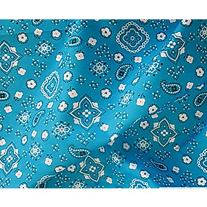 Bandana Print Poly Cotton 58 Inch Wide Fabric by The Yard (Turquoise)