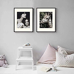 Frametory, 11x14 Aluminum Photo Frame with Ivory Color Mat for 8x10 Picture & Real Glass, Metal Picture Frame Collection (Black, 1-Pack)