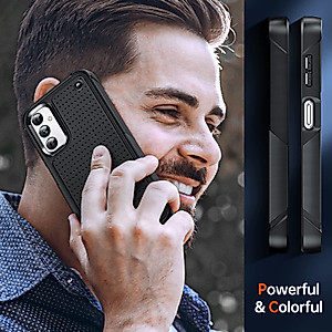 LeYi for Samsung Galaxy A14-5G Case: Samsung A14 Case with [2 Pack] Screen Protectors, Shockproof Dual Layer Protective Hard PC Textured Back & Soft Bumper Cell Case Cover for Galaxy A14 5G, Black