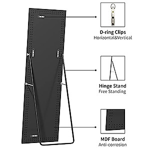 MUAUSU Full Length Mirror - Standing Hanging or Leaning Rectangle Floor Mirror,59''x 18'' Crystal Surround Full Body Mirror Wall Mounted Dressing Mirror for Bedroom Living Room