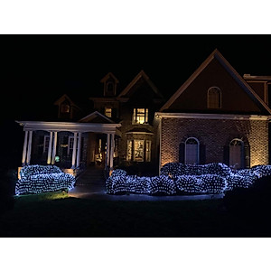 DBFAIRY 9.8x9.8Ft Solar Net Lights Bush Fairy Light Outdoor Waterproof 304 LEDs Dark Green Cable Tree-wrap Lights 8 Modes Decorative Lights for Party Christmas Wedding Garden Home Patio Lawn -(White)