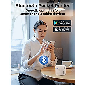 Phomemo M02Pro Mini Sticker Printer - 300DPI Bluetooth Pocket Printer, 15/25/50mm Label Maker, Compatible with iOS & Android, Wireless Printer for Retro Picture, Gift, Office, Home Labeling- White