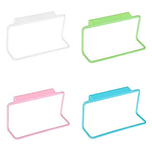 Baost Over Door No Drill Towel Rack Bar Hanging Hand Dish Tea Towels Holder Rail Over Cabinet Storage Rack for Bathroom Kitchen Cabinet Cupboard Hanger Over Door Organizer Pink