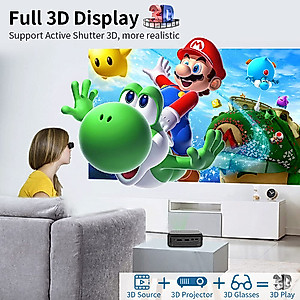 Pocket DLP Mini Projector 3D WiFi Full HD 1080P Supported Outdoor Movie Cinema Wireless Airplay Home Theater with Battery Powered for iPhone Android TV Stick DVD Player Laptop Tablet PS5 HDMI USB