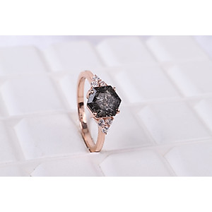 Natural Hexagon Rutile Ring Engagement Cluster Ring Women Wedding Jewelry Simple Quartz Ring Statement Gift For Women BY KANISHKA GEMS JEWELS