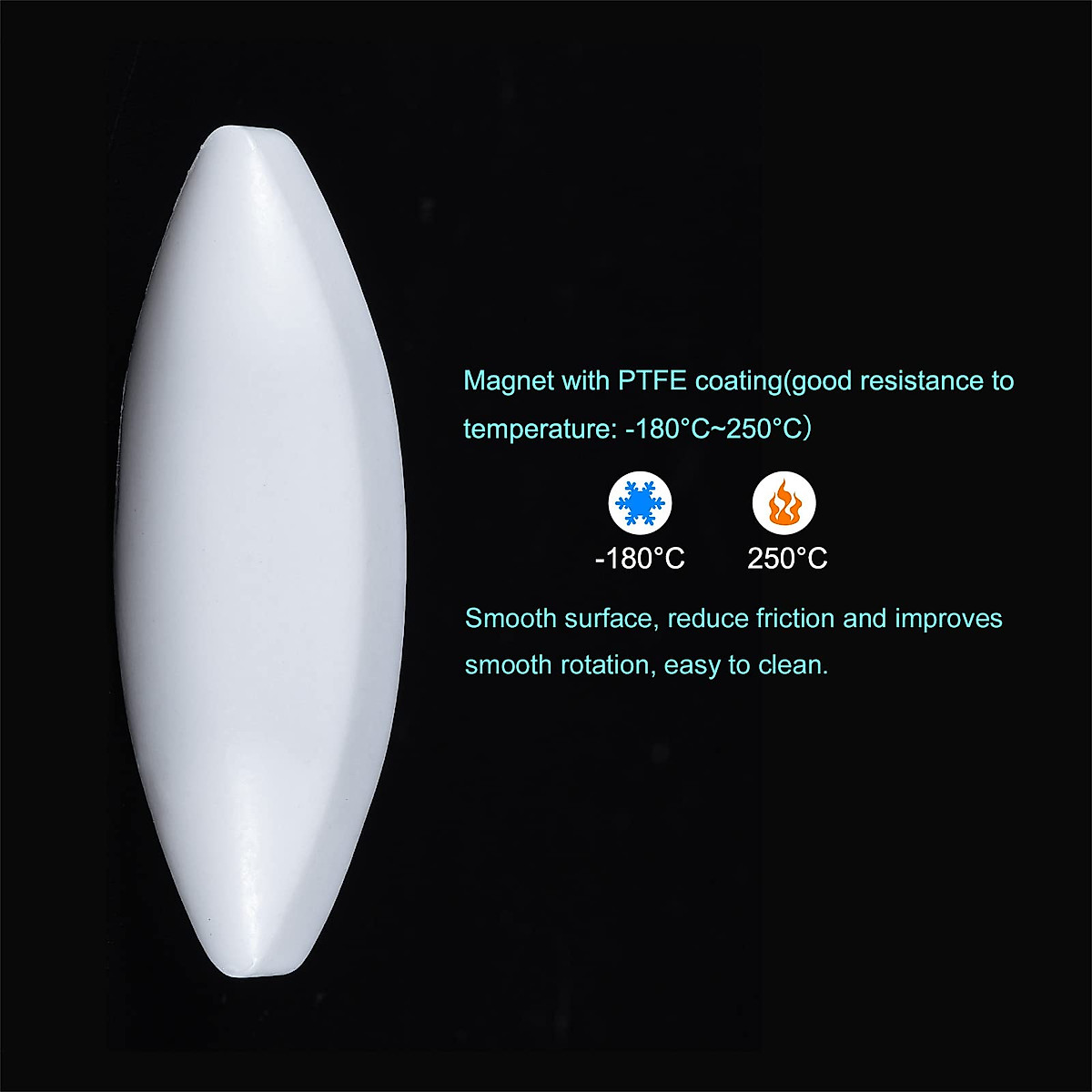 MECCANIXITY Magnetic Stirrer Mixer Stir Bar Rod 60mm(2.36") x18mm Olive Shape Coating Magnet White for Laboratory 2Pcs