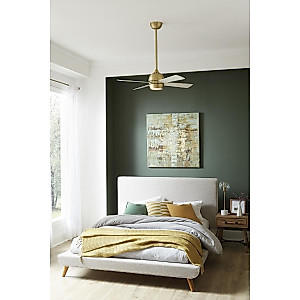 Fanimation Kwad 44 inch Indoor Ceiling Fan with LED Light Kit, Brushed Satin Brass