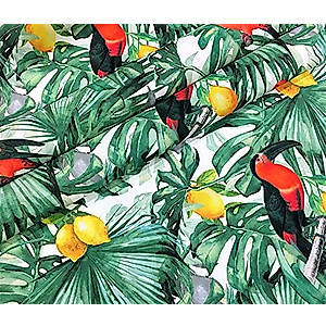 Tropical Toucan Birds,Lemons Floral Print Upholstery Fabric(200x140cm)-HDTF-0642-200