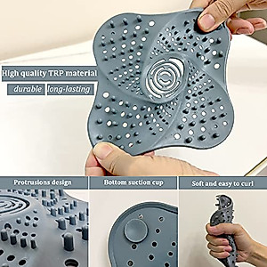 YEHORIN Hair Catcher Shower Drain Cover, Silicone Hair Stopper Suit for Bathroom, Bathtub, Kitchen Easy to Install and Clean 3 Pack