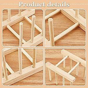 PH PandaHall Wood Thread Rack, 8 Spools Small Sewing Embroidery Thread Cone Holder 5.5x4.5x4.1" Spools Organizer Sewing Thread Stand for Quilting Lover Hair-braiding Work, Diameter 8mm Sticks, Wheat