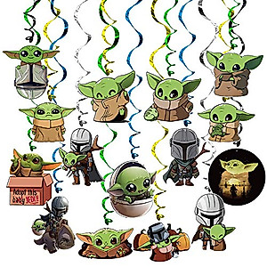 Cute Hanging Swirls Decor 30 Pack Alien Outer Space Party Supplies for Kids Girls Boys Birthday Party Decorations Ceiling Whirl Streamer Hanging Cutouts