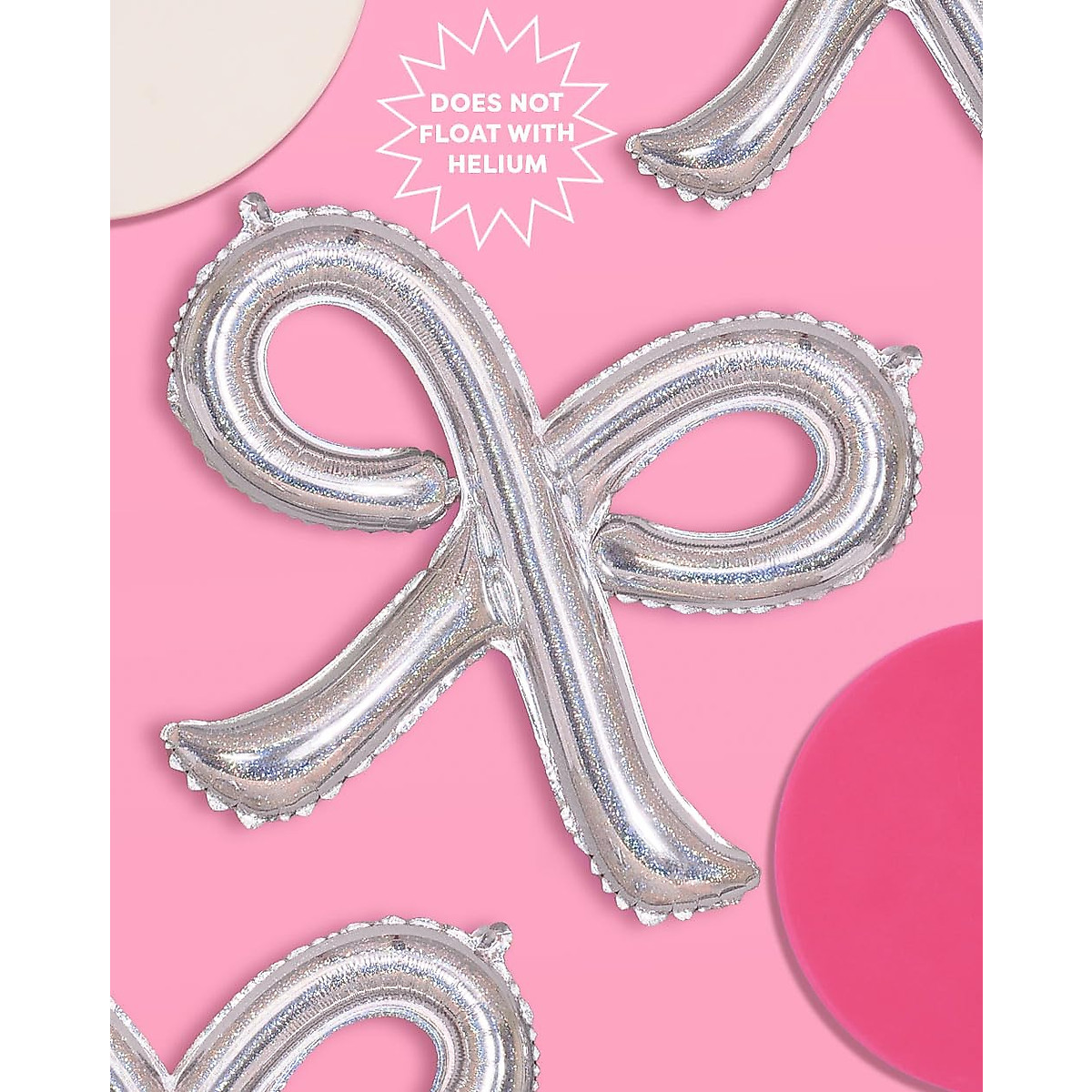 xo, Fetti Bow Balloon Holographic Foil - 4 pk, 22" | Bachelorette Party Decorations, Bow Theme Birthday Party, Bridal Engagement Decor, Coquette Cute Supplies, Girl Baby Shower, Tea Bday Ribbon Decor