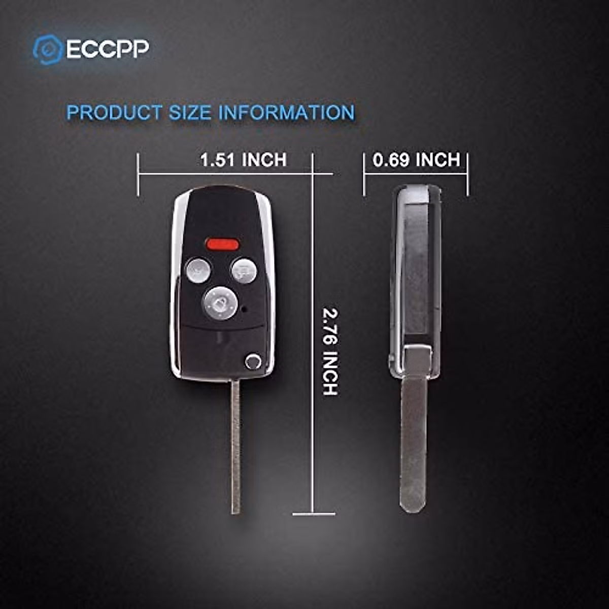 ECCPP Uncut Keyless Entry Remote Fob Folding Flip Key (Shell Case) Replacement for 03-2010 for H onda Accord Civic CR-V Fit Pilot Ridgeline key fob-2PCS 4 Buttons