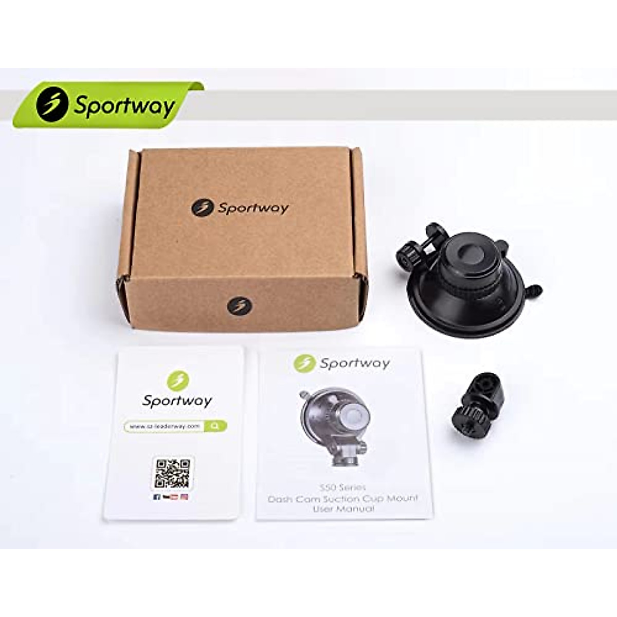 Sportway S501 Suction Cup Dash Cam Mount Holder (5th Gen) with Replaceable Joint for CHORTAU OldShark NIUTA Boogiio ORSKEY Abask and Most Other Car Dash Cameras