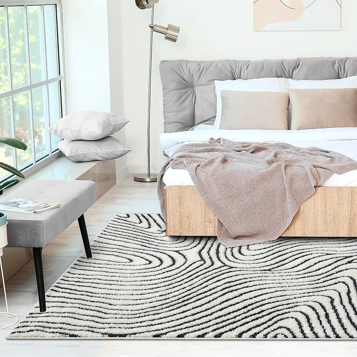 LUXE WEAVERS Geometric Swirl Anthracite 5x7 Area Rug