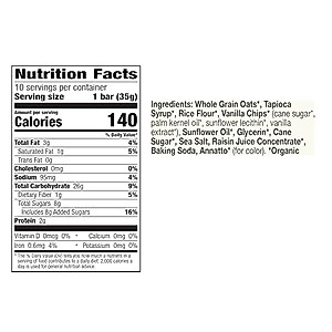 Cascadian Farm Organic Vanilla Chip Chewy Granola Bars, Value Size, 10 Bars, 12.3 oz.