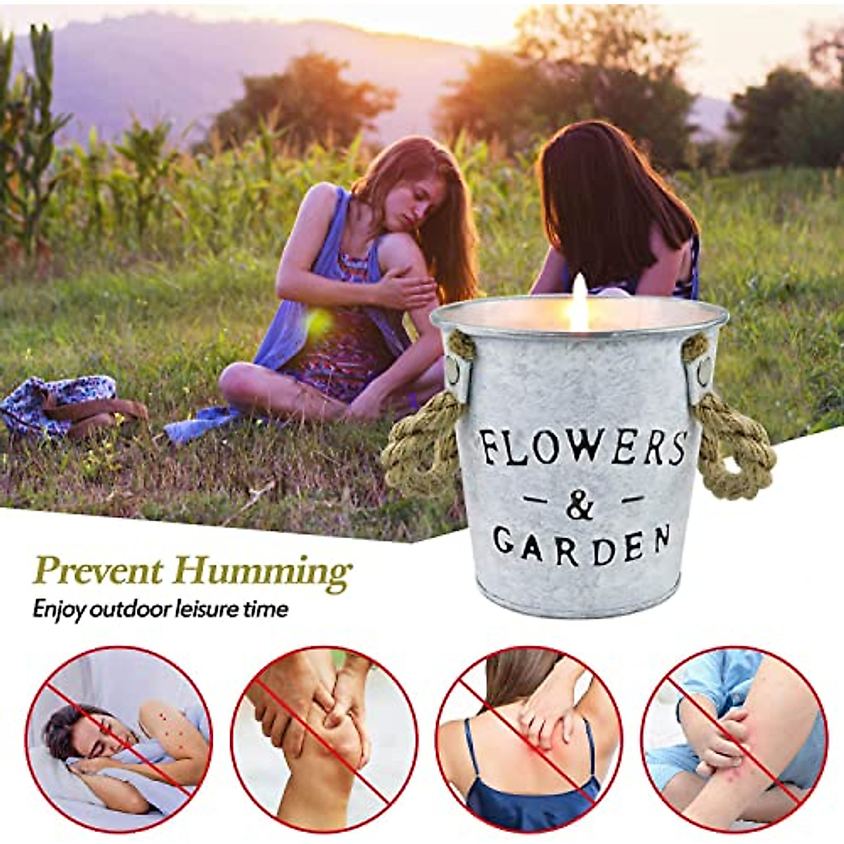 Citronella Candles Outdoor, 13.5 Oz 50 Hours Long Lasting, Citronella Scented Candle, Soy Candle with Fresh Citronella Oil for Camping, Garden, Patio, Backyard, Balcony, Indoor-Outdoor, Pack of 2