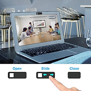 Webcam Cover Slider for Privacy, Dust-proof Privacy Protection Anti-peep Long Ultra-thin Web Camera Cover Camera Sticker Slider for Laptop, PC, Desktop, Tablet, Smartphone, Camera Privacy Covers Black