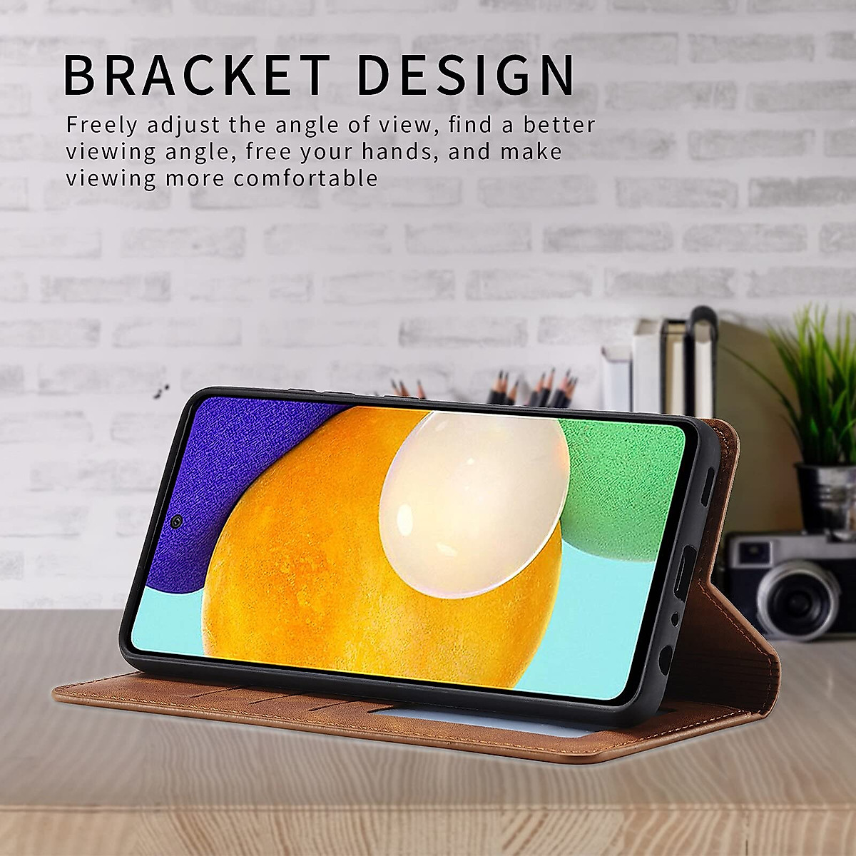 ZZXX for Samsung Galaxy A52 5G Case Wallet,Galaxy A52 Wallet Case with Card Holder Kickstand Magnetic Soft Leather Flip Fold Case for Samsung Galaxy A52S 5G Case(Brown 6.5 Inch)