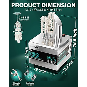 WantJoin Wine Glass Polisher Machine - 3 Brushes 250 Cups/Hour Commercial Electric Automatic Dryer with 304 Stainless Steel, 100% Cotton, 1150W High Power, 140°F Air Drying for Bar Restaurant Kitchen