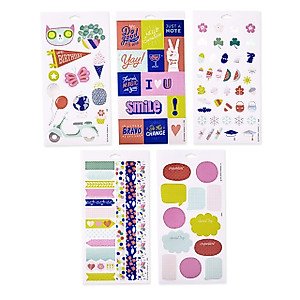 Hallmark Stickers for Kids and Adults (Pack of 91 Stickers, 5 Sheets for Planners, Notebooks, Laptops, Water Bottles, and More)