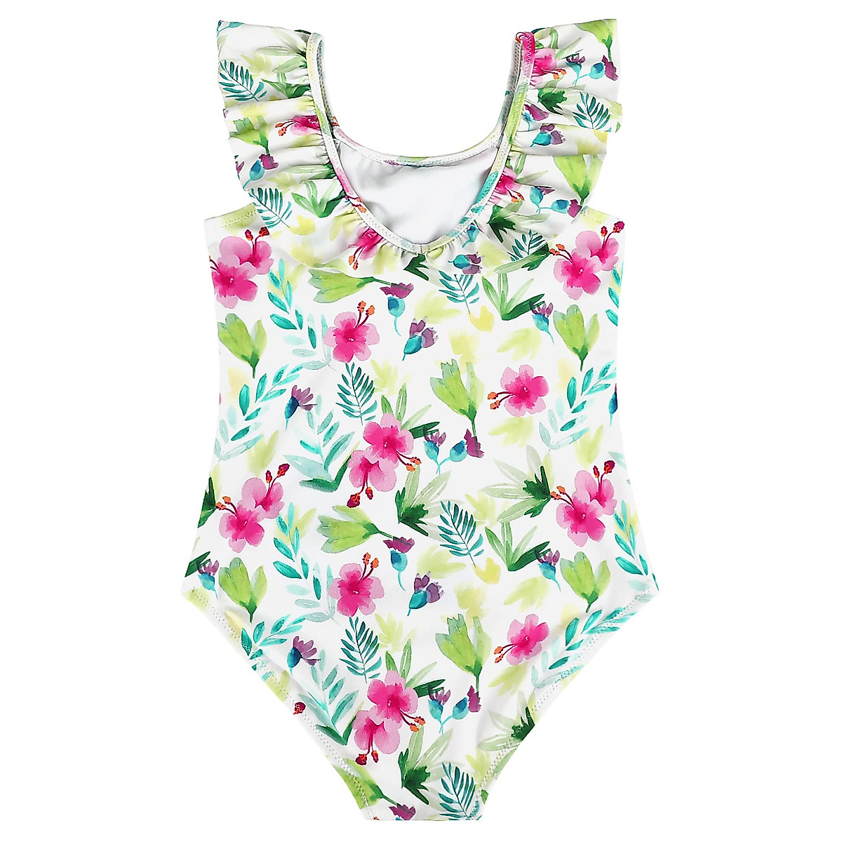 Cadocado Baby Girls' Ruffled Sleeveless Swimwear UPF 30-40 Sun Protection One Piece Swimsuits for Infant(1.5-2Y) Pink