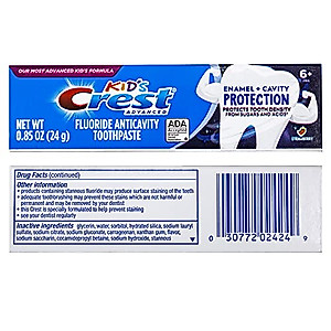 Crest Kids Advanced Toothpaste Enamel + Cavity Protection with Fluoride for Anticavity, Travel Size 0.85oz (24g) - Pack of 8
