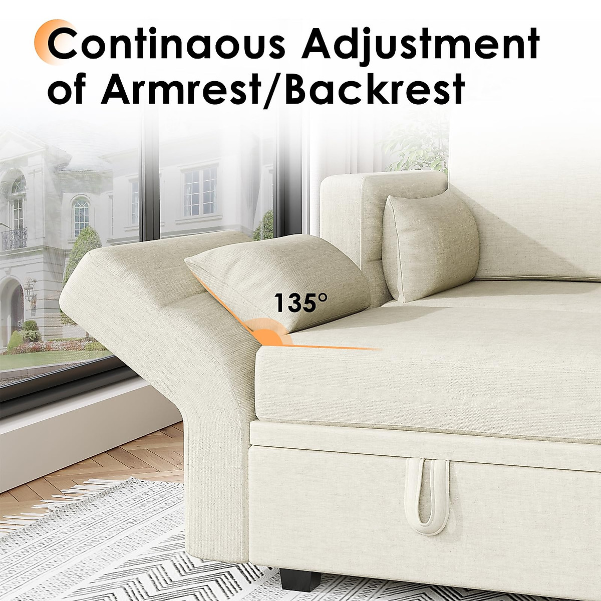 YOUDENOVA 25'' Modular Storage Ottoman Sectional Sofa Module Free Reversible Chaise Couch Convertible Ottoman Free Configuration Ottoman, Beige